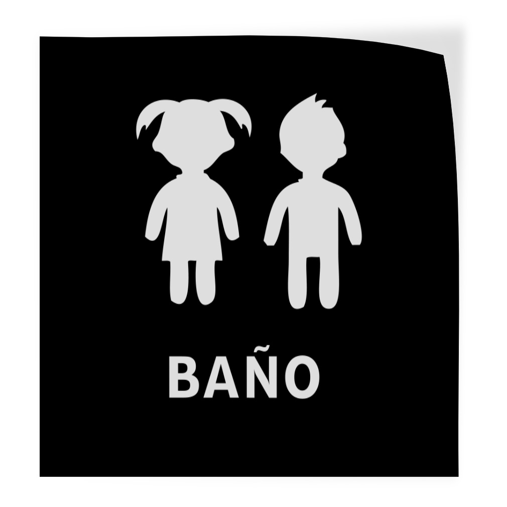 Square Vinyl Stickers Bano Spanish Restroom B Ada Bilingual Safety Sign ...