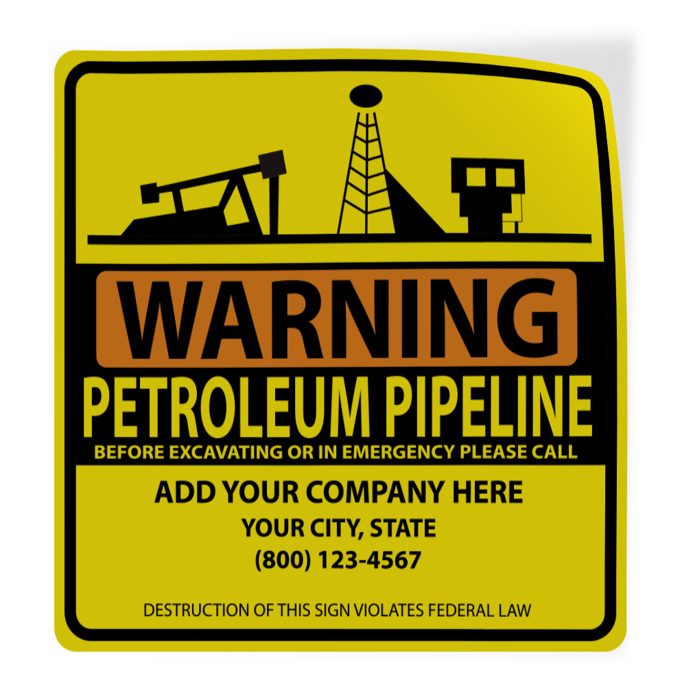 Square Vinyl Stickers Warning Petroleum Pipeline B Hazard Hazard Labels ...