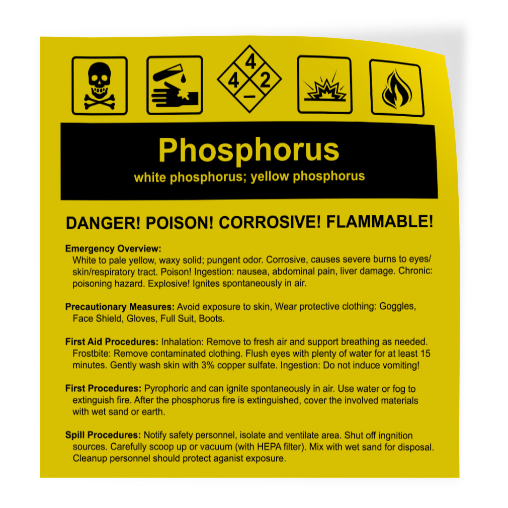 Square Vinyl Stickers Phosphorus White Phosphorus; Yellow Phosphorus ...