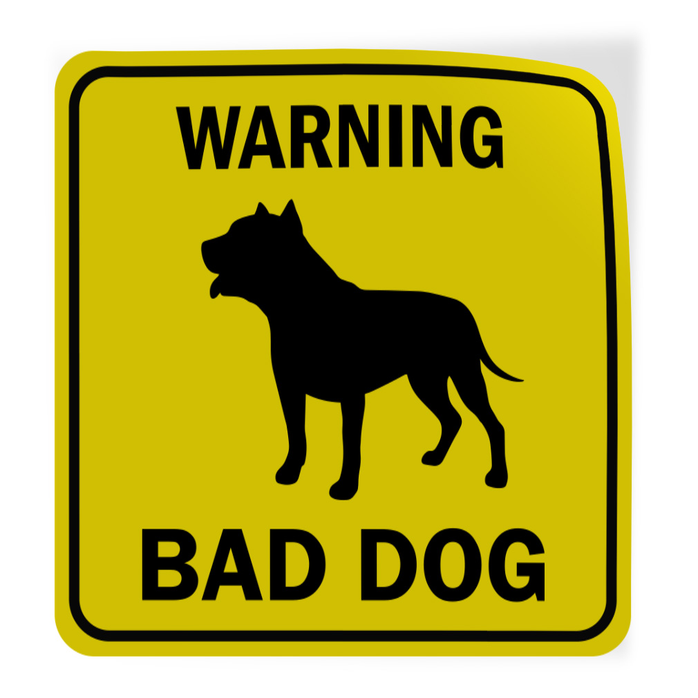 Square Vinyl Stickers Warning Bad Dog Pet Animal Security Safety Sign ...