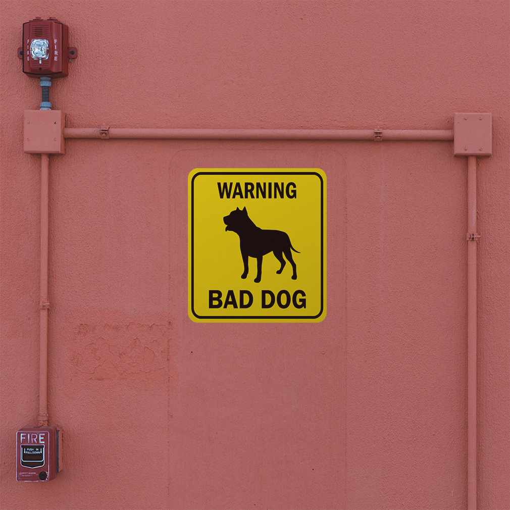 Square Vinyl Stickers Warning Bad Dog Pet Animal Security Safety Sign ...