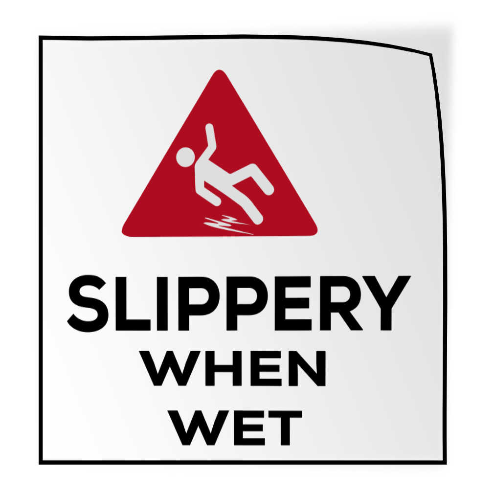 Square Vinyl Stickers Slippery When Wet Activity Pool Safety Sign Label ...
