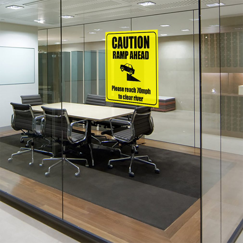 Square Vinyl Stickers Caution Ramp Ahead Please Reach 70 Mph to Clear ...